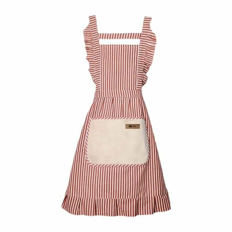 1 полосатый кружевной фартук-красный