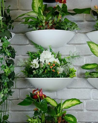 Кашпо для цветов Flandriss, подвесное, настенное, декоративное, 2 л, 37х17,5х11, белый, АБС-пластик