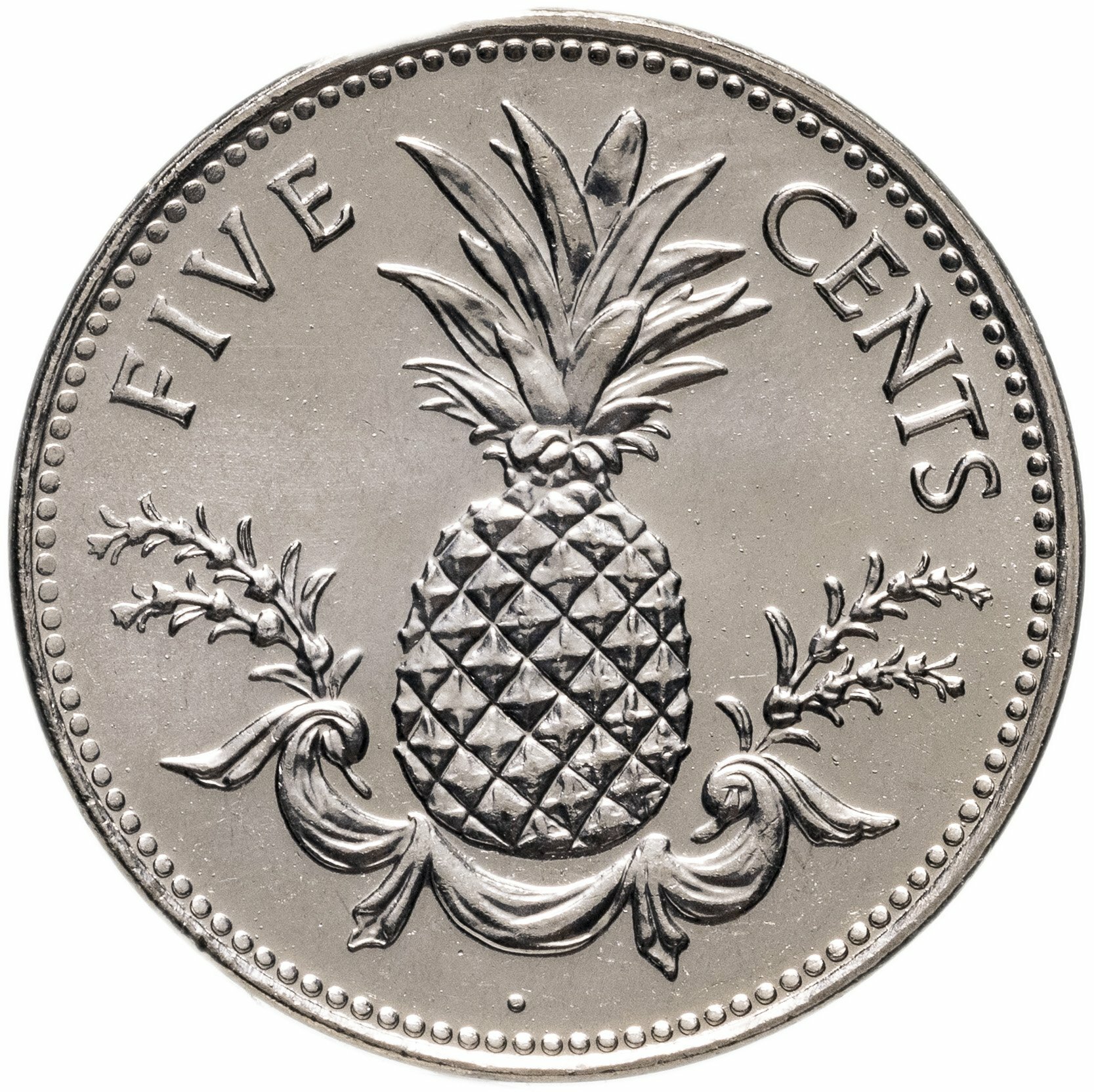 Багамы 5 центов 2005 "Ананас", Мельхиор медь-никель, в сохранности UNC