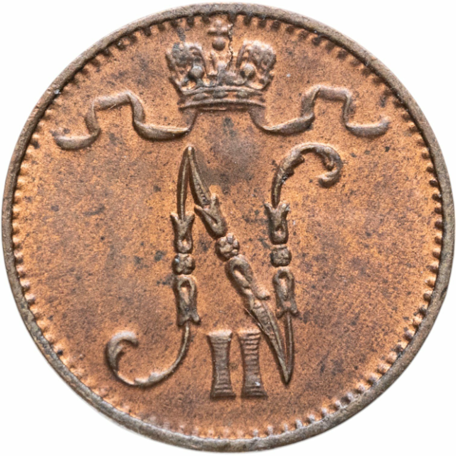 1 пенни penni 1916 Российская Финляндия, Медь, в сохранности AU-UNC