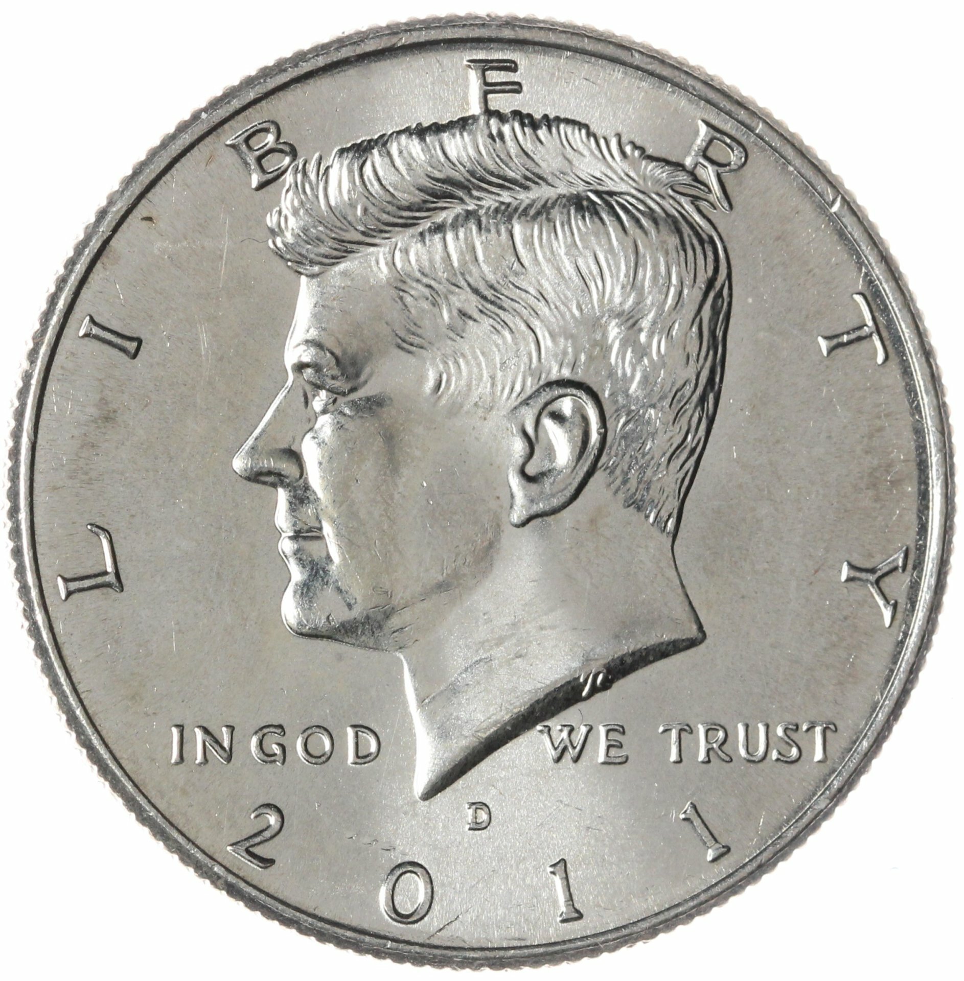 США 1/2 доллара 50 центов, half dollar 2011 D "Кеннеди", Медь, в сохранности UNC