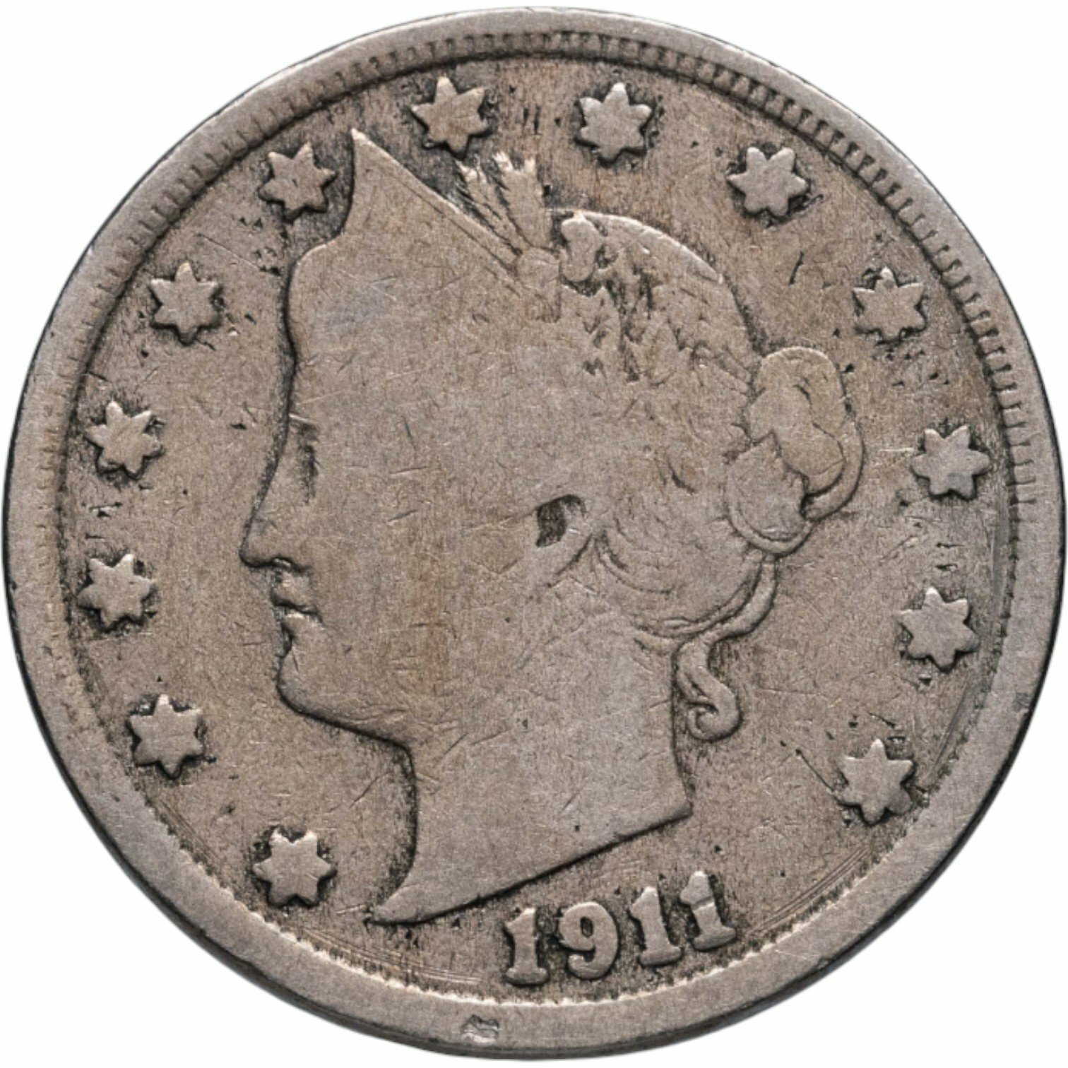 США 5 центов cents 1911 Liberty Nickel, Мельхиор медь-никель, в сохранности VF
