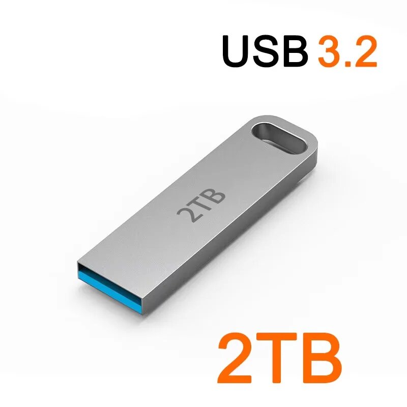 Металлический USB 3.2 флэш-накопитель 2 ТБ Silvery 2TB