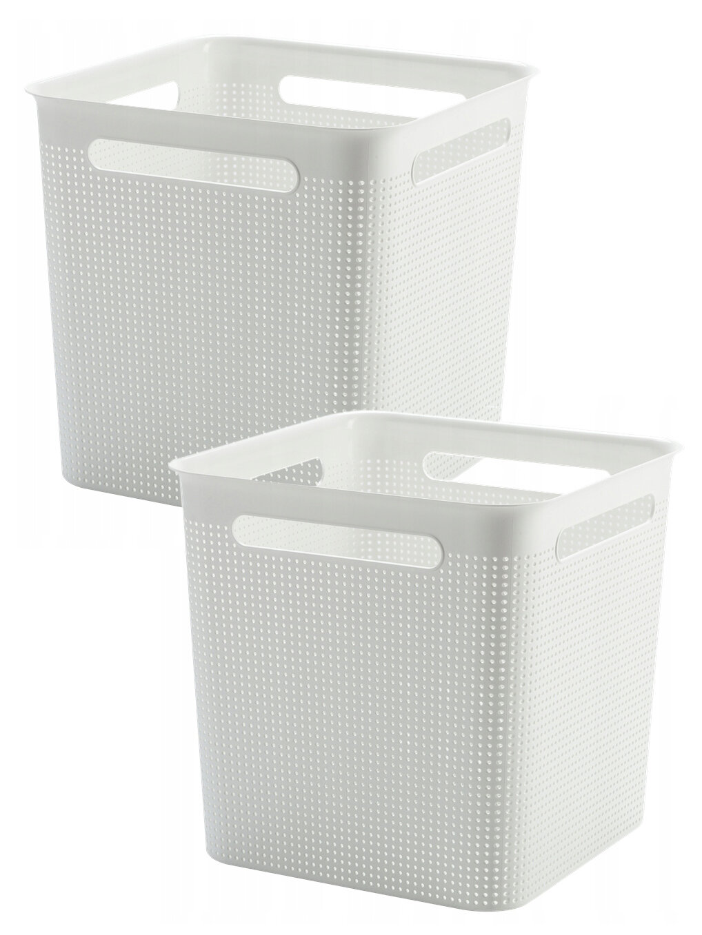 Набор корзин для хранения вещей квадратная, пластиковая с ручками, для дома и ванной Rotho Brisen 18 л, 2 шт.