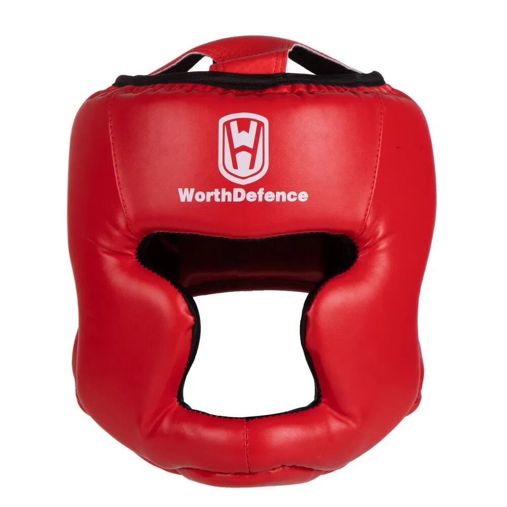 Шлем защитный Worth Defence, размер L, для взрослых, красный, для карате, муай тай, ММА, из ПУ