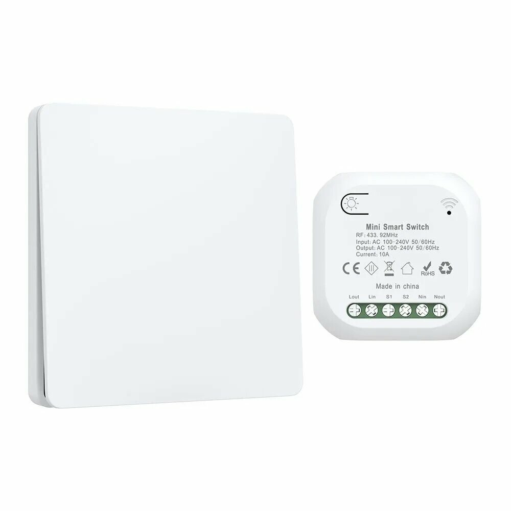 Беспроводной кинетический выключатель света, 1 клавиши ,1 шт блок управления 433 МГц 220В, Белый