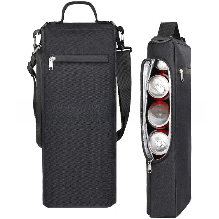 Golf Beer Coke Insulation Bag Outdoor Canned Beverage Storage Bag with Shoulder Strap Refrigerated Ice Bag Black
