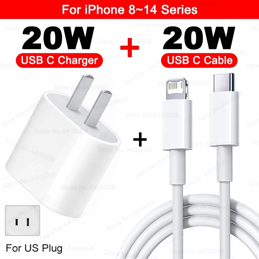Зарядное устройство USB C мощностью 35 Вт для APPLE iPhone 12 13 11 14 15 Pro Max 8-14 US 20W 2-IN-1