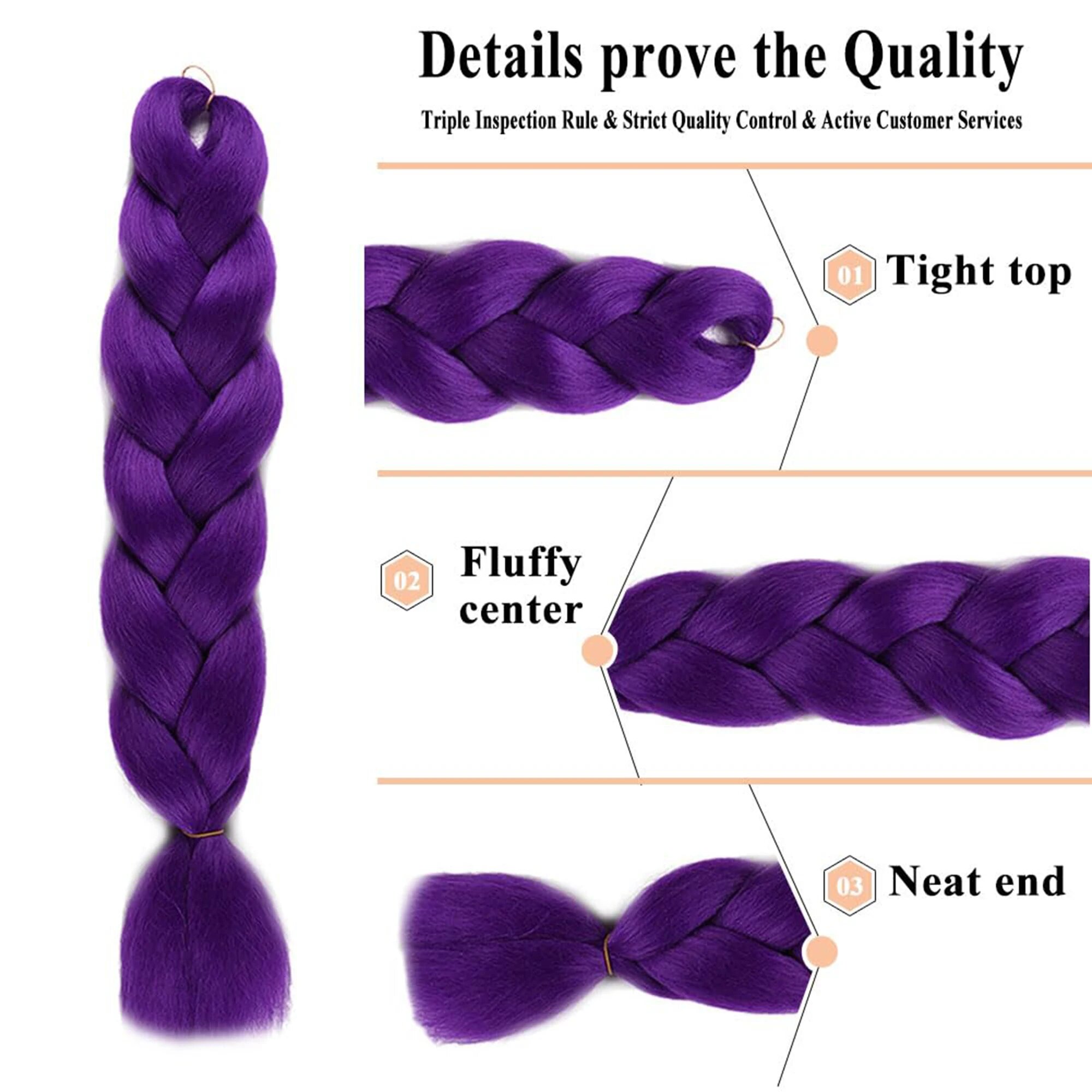 Фиолетовые искусственные косы для косплея 26 дюймов Purple-Braid-A35