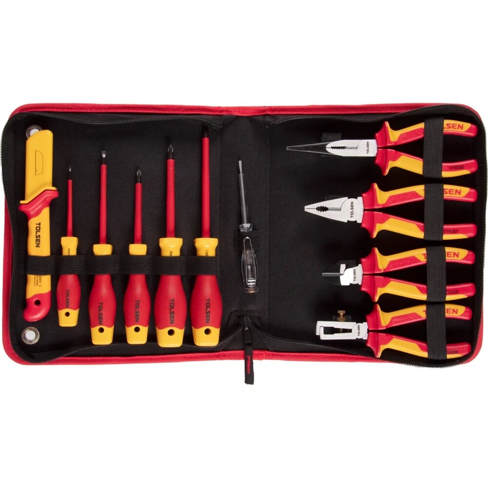 Набор диэлектрических инструментов TOLSEN 11 предметов, в футляре на молнии