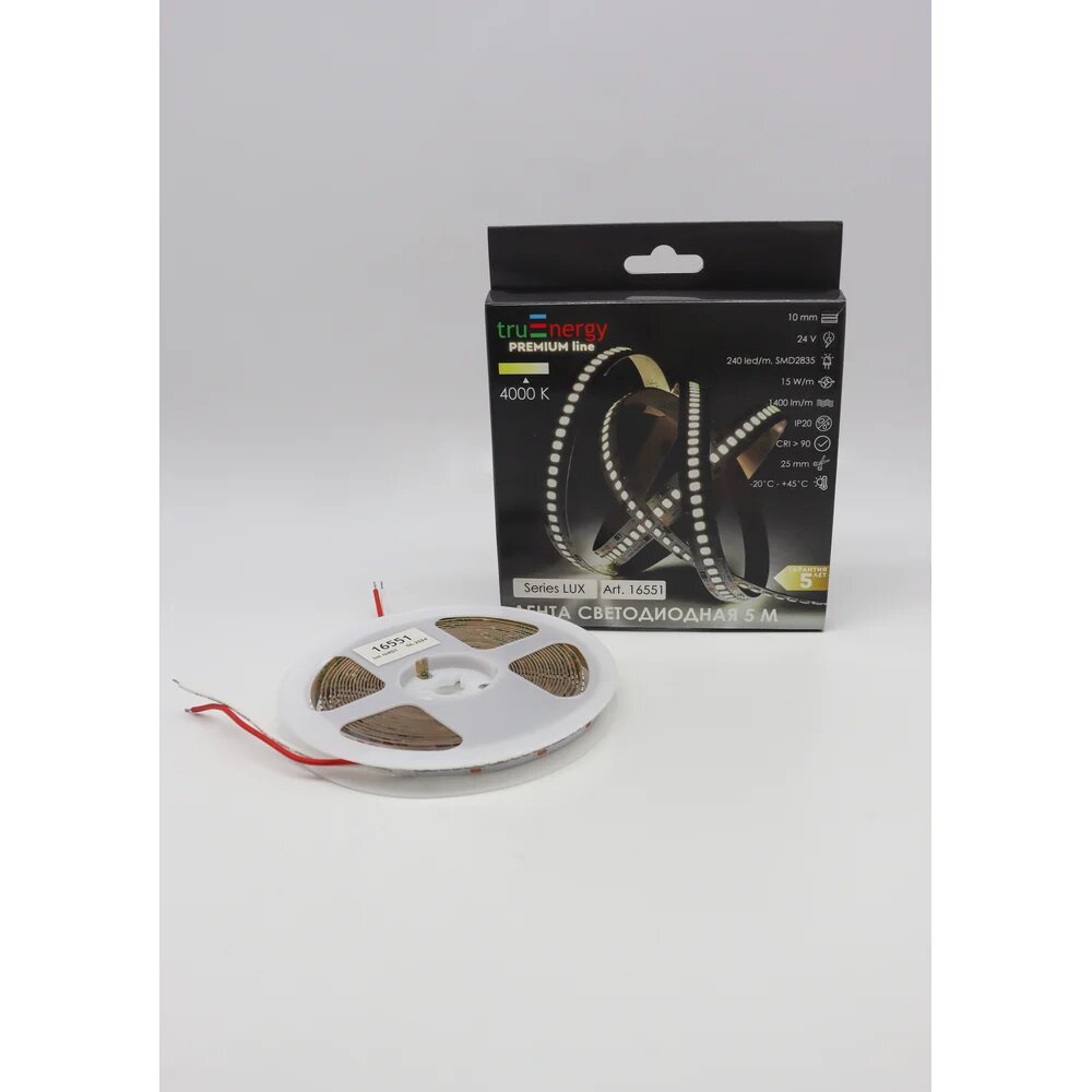 Лента светодиодная truEnergy 15W/m 4000K 24V SMD2835 240D IP20 1400Lm 5м скотч 3M 16551