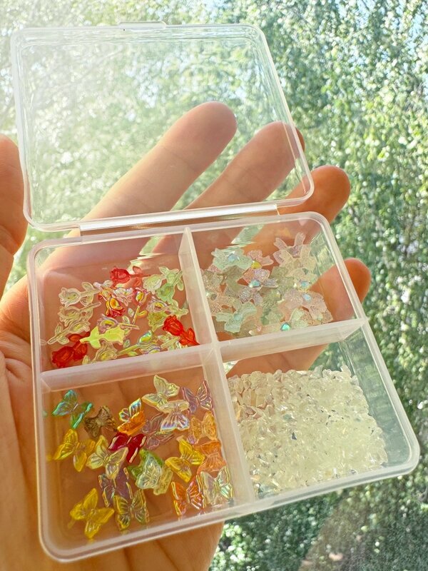 Объемные фигурки для дизайна ногтей 3d, цветы, бабочки, бантики, мишки набор