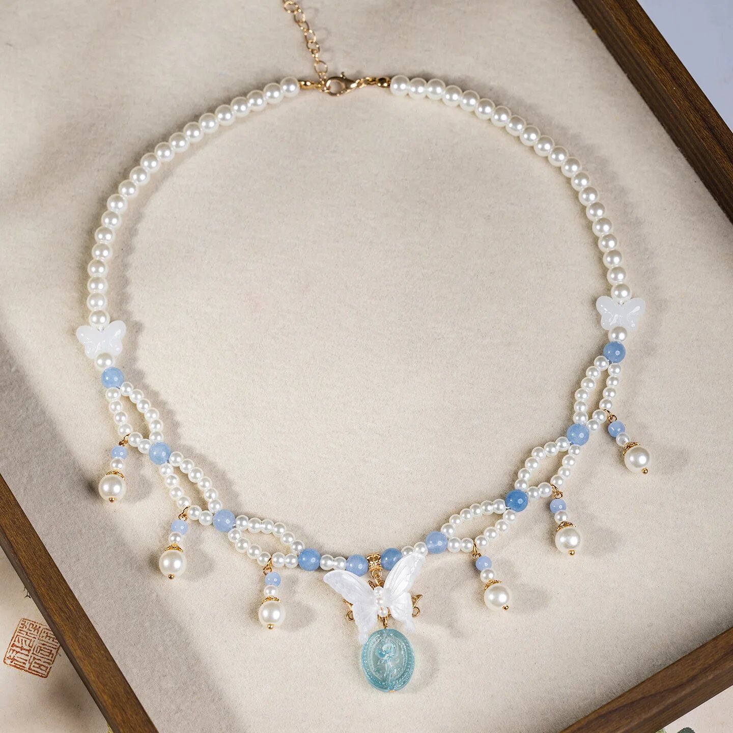 Заколка для волос в стиле ханьфу, синяя бусина, бабочка, кисточка, палочка для волос для женщин, китайские свадебные аксессуары, винтажные вечерние головные уборы, ювелирные изделия