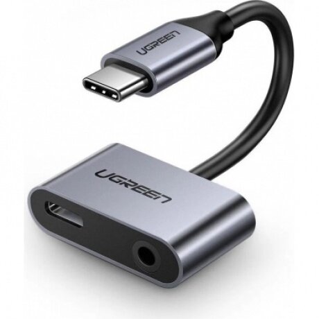 Адаптер UGREEN USB-C в USB-C, 3.5мм аудио, цвет черно-серый, длина 0,1м, (50596)
