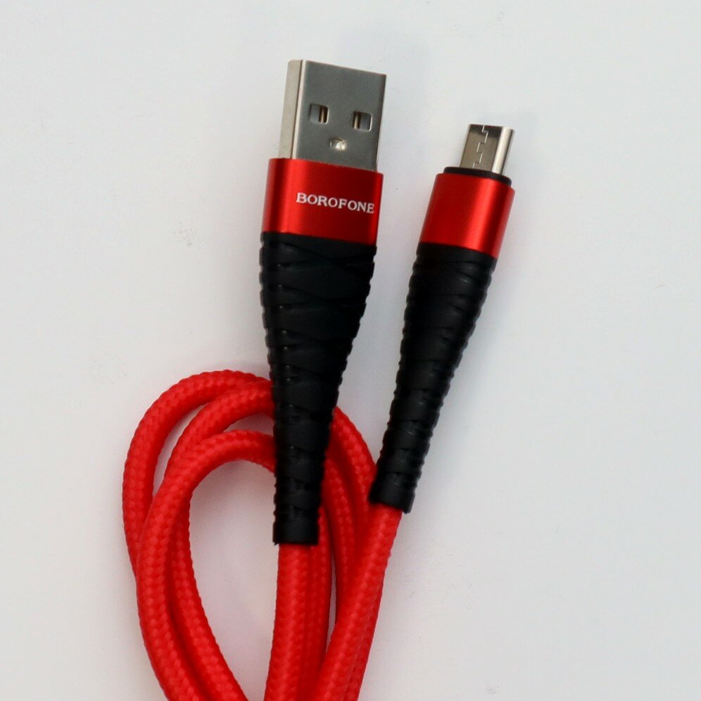 Кабель USB - микро USB "Borofone BX32 Munificent" 1м, круглый, 2.4A, нейлон, цвет: красный