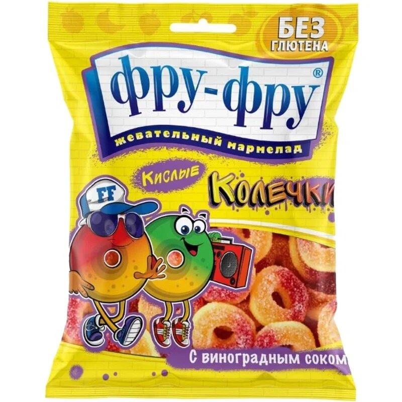 Мармелад Фру-Фру Кислые колечки 80 г 12 штук в упаковке, 2307286