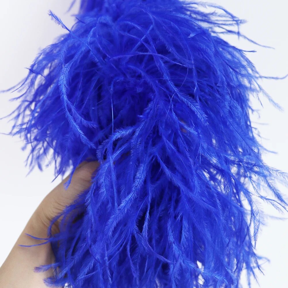 Декоративный боа из страусиных перьев BesdealFeather 50 см Синий, 50CM 6PLY, royal blue