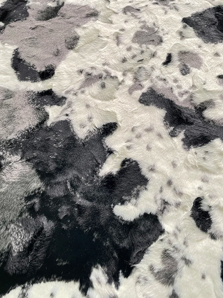 Искусственная ткань с узором под коровью шкуру, экологически чистая, 20cm x 20cm, Black and white