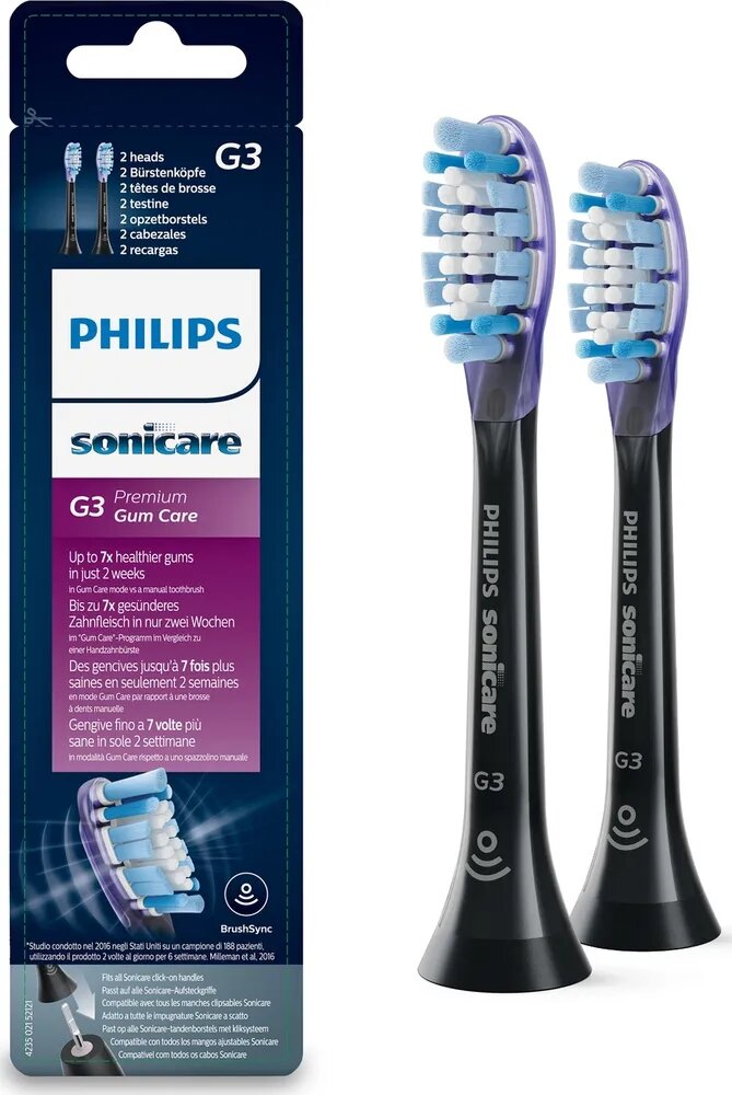 Насадки для электрической зубной щетки Philips Sonicare G3 Premium Gum Care HX9052/33, для улучшения состояния дёсен, 2 шт