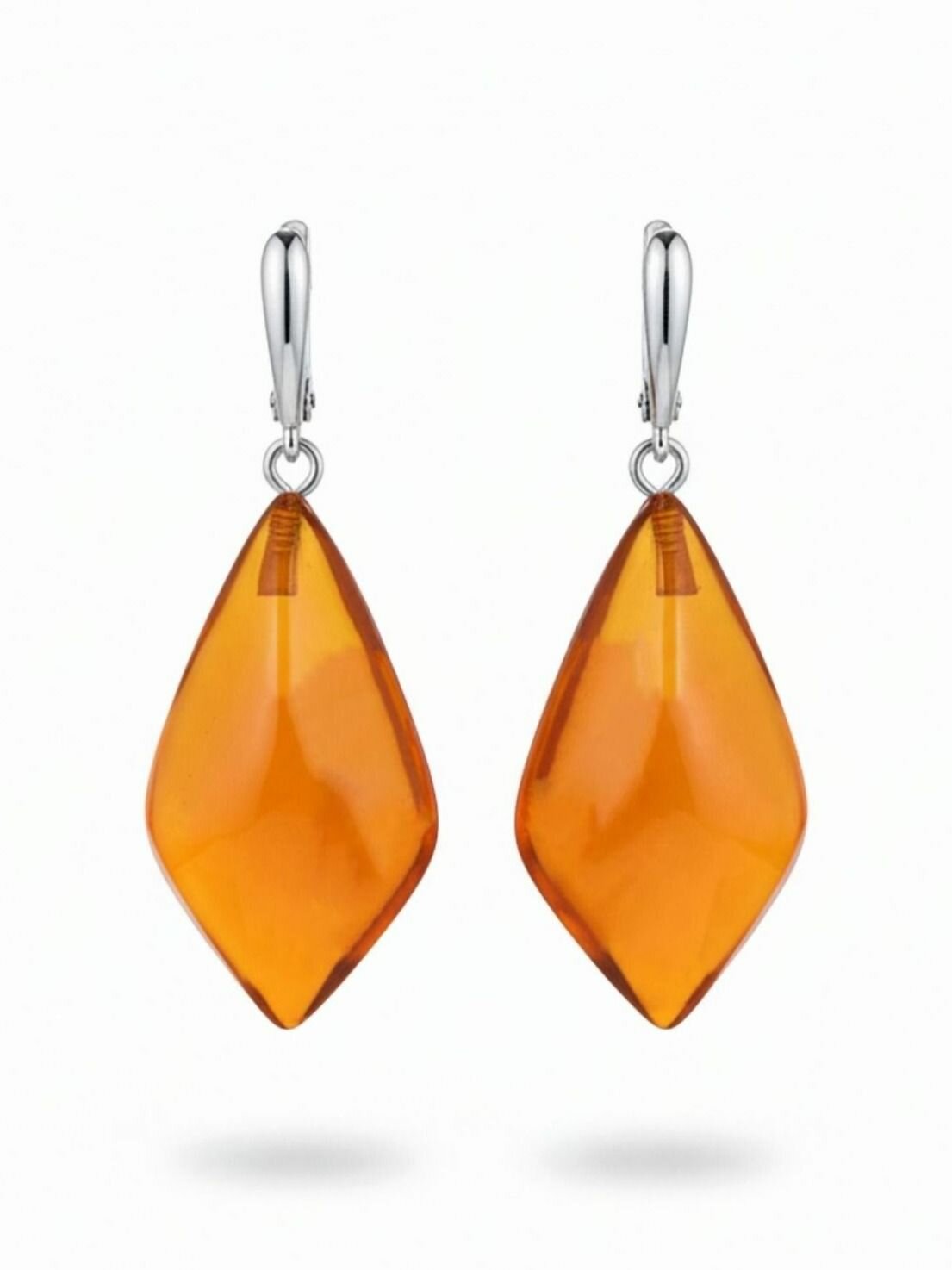 Серьги с подвесками, янтарь прессованный