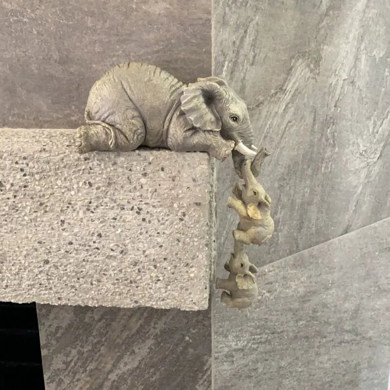 Набор из трех слонов из смолы - декоративные фигурки для гостиной, настольный декор, интерьерный подарок (3 слона)