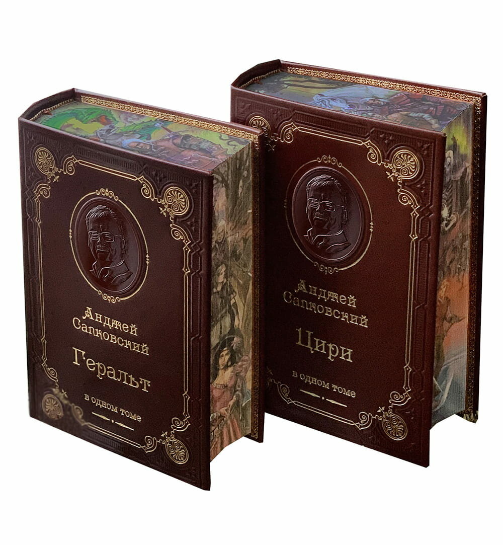 Сапковский А. Ведьмак в 2 книгах (подарочное издание в кожаном переплете)