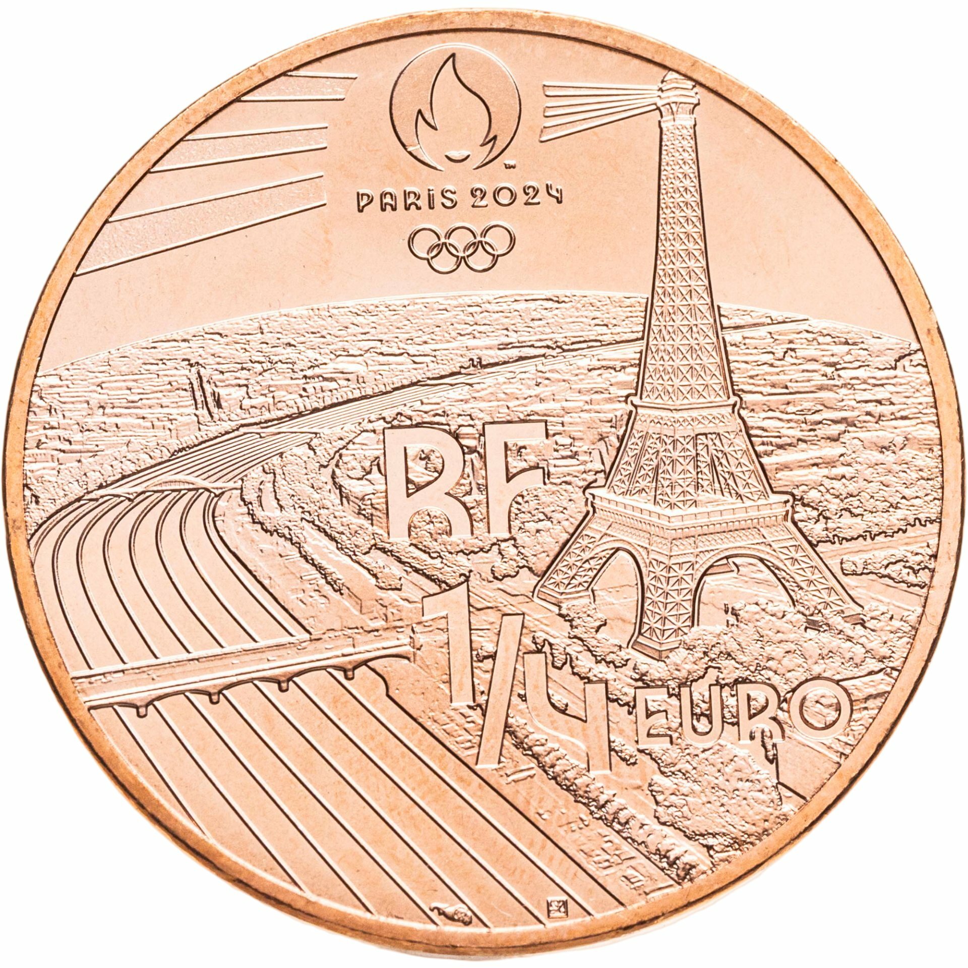 Франция 1/4 евро 2021 "XXXIII летние Олимпийские игры Париж 2024 - Плавание", Медь-Алюминий-Никель, в сохранности UNC