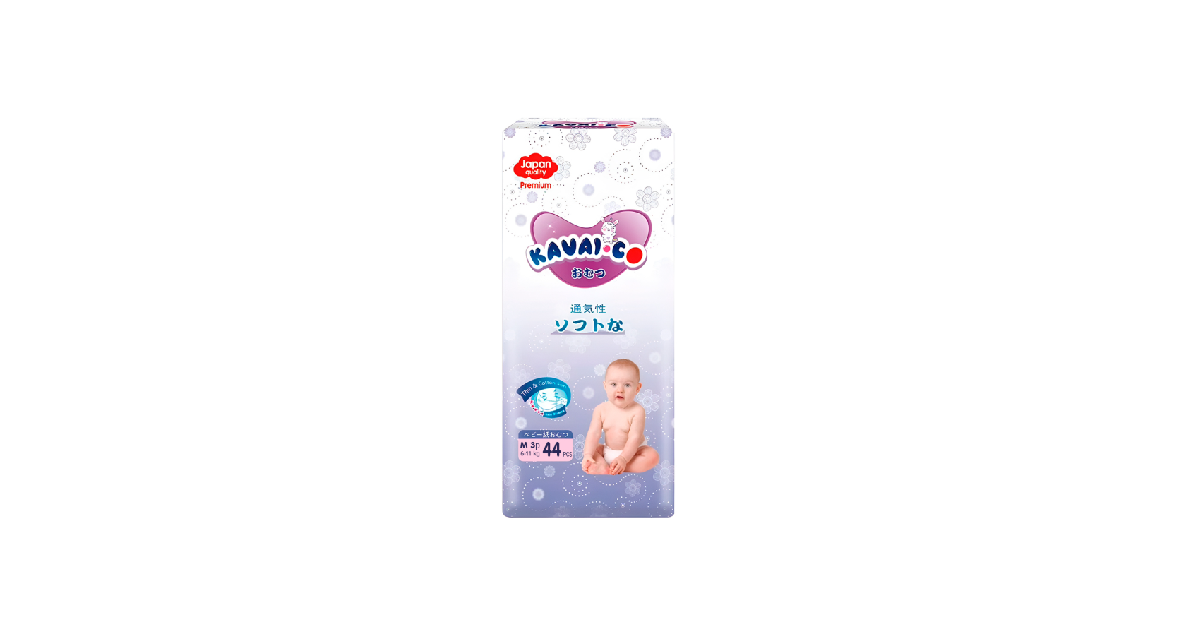 Подгузники Kavai-Co Baby Disposable Diapers M 6-11kg (44 Pcs)