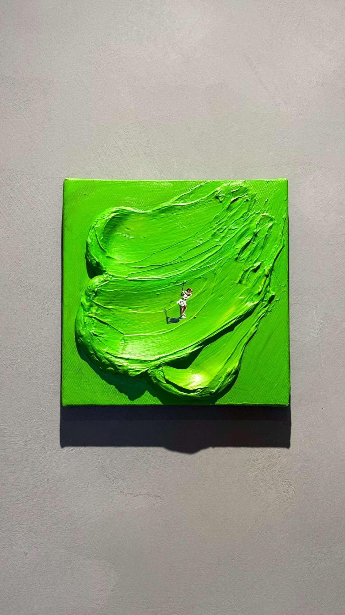 Интерьерная картина "Гольфистка", ручная работа, акриловая текстурная паста