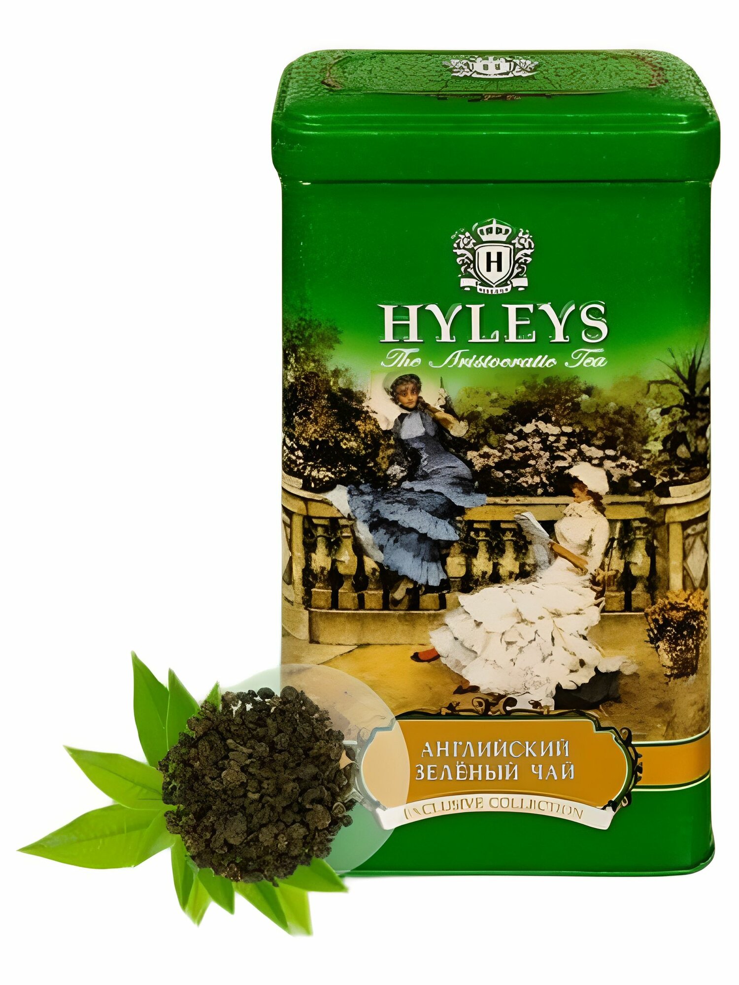 Чай Hyleys "English Green Tea", зеленый, листовой, жестяная банка, 100г