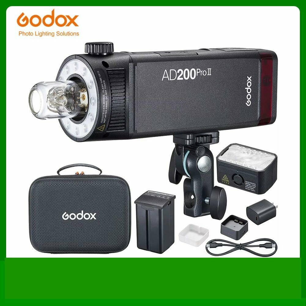 Вспышка Godox AD200Pro II, беспроводная, карманная, TTL, 2.4G, для Nikon, Canon, Sony, Fuji, Olympus