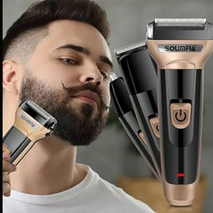 Электробритва-триммер SOLIMPIA HT-672 3 в 1, автономное питание, влажное/сухое бритье, плавающие головки