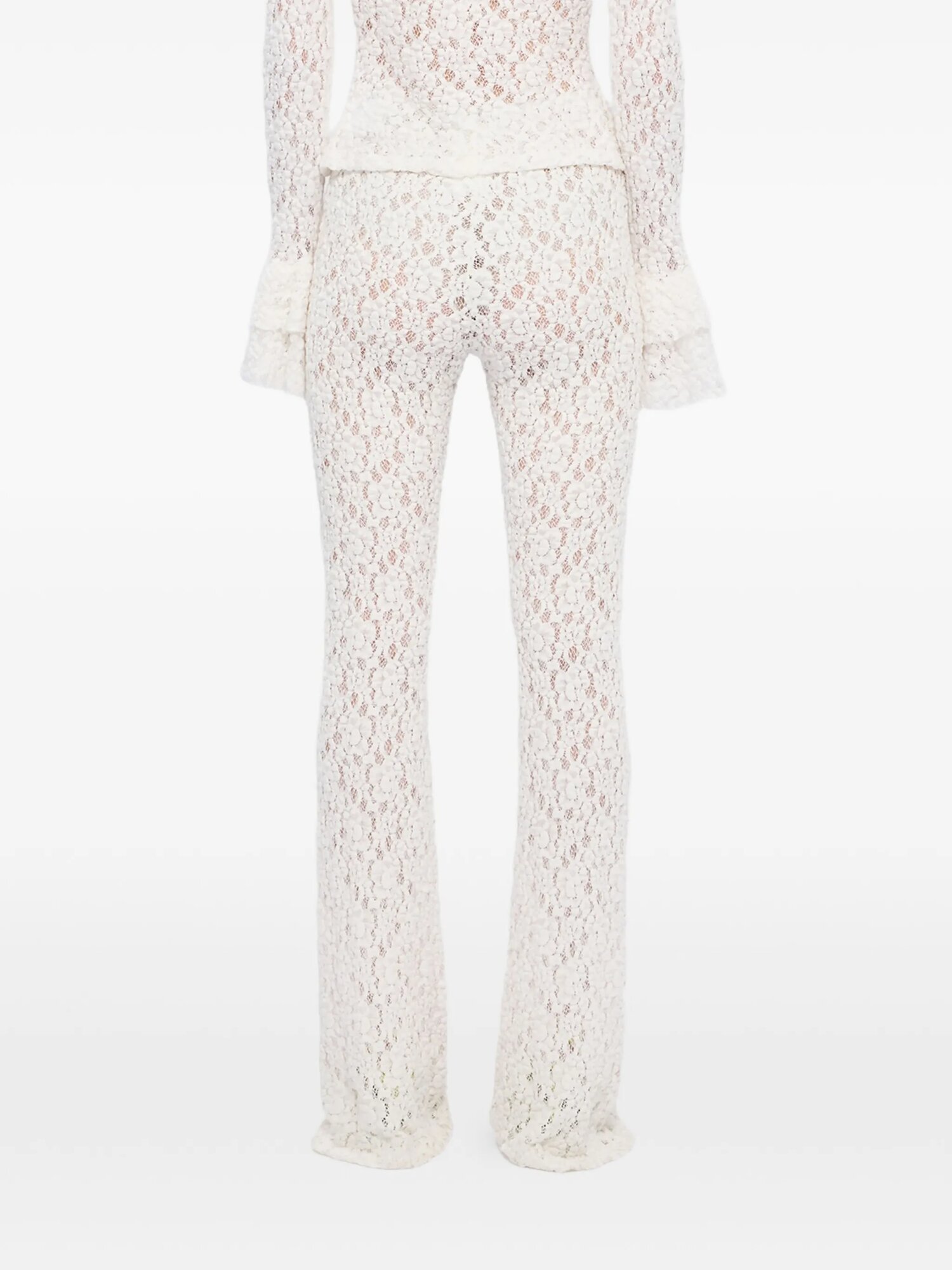 Брюки MSGM Lace flared trousers, размер 36, белый — фото 1