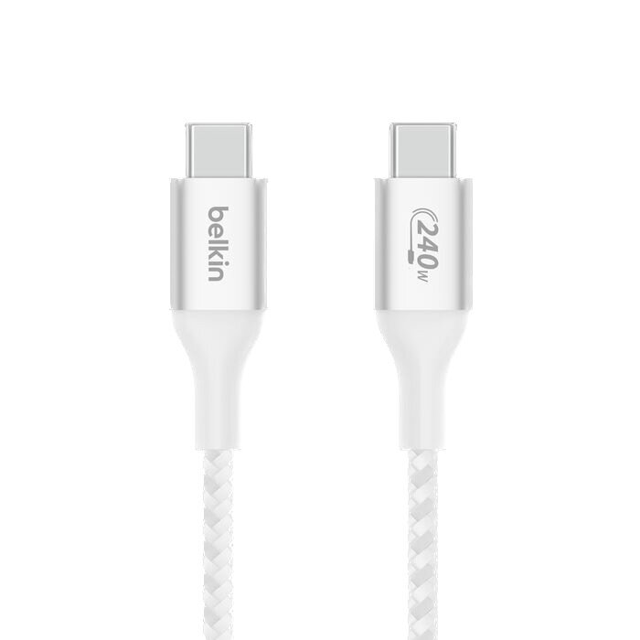 Кабель Belkin BoostCharge 240W PD 3.1 USB-C to USB-C 1м Braided Cable Белый
