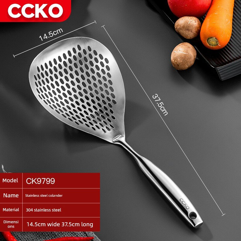 Сверхбольшая нержавеющая стальная шумовка с удобной ручкой для кухни, идеальная для жарки, лапши и супа, прочная