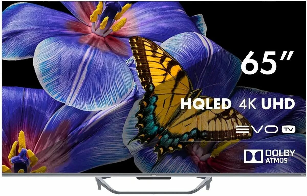 65" Телевизор HAIER DH1VW9D04RU QLED, 4K Ultra HD, серый, смарт ТВ, Android