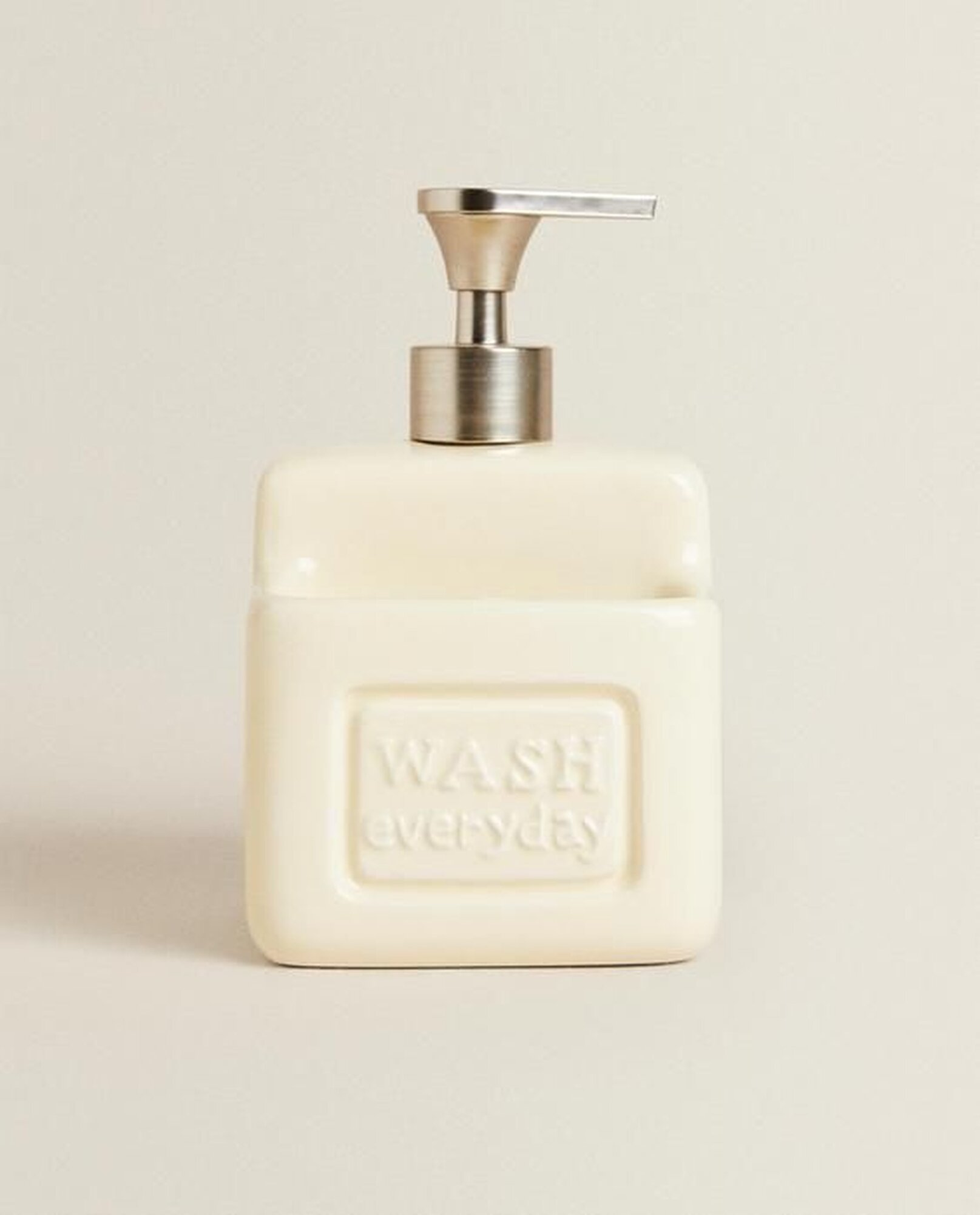 Диспенсер для моющего средства с подставкой для губки ZARA HOME 2295/466/733 - керамический, объем 100 мл, 10.3 х 10.3 х 16 см, цвет кремовый