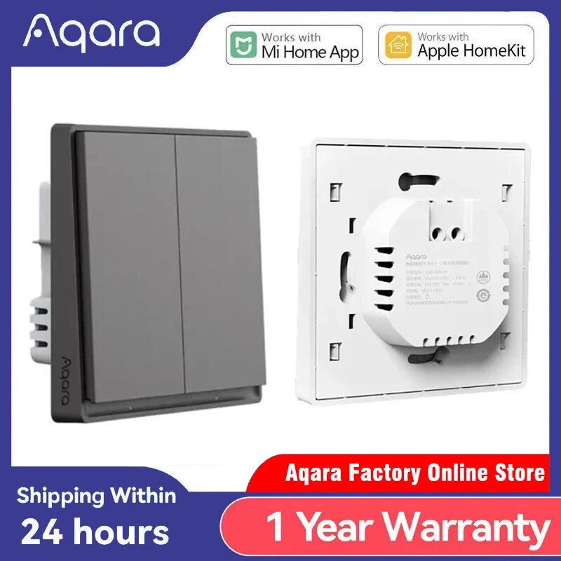 Aqara E1 выключатель 2key With Neutral, белый — фото 1