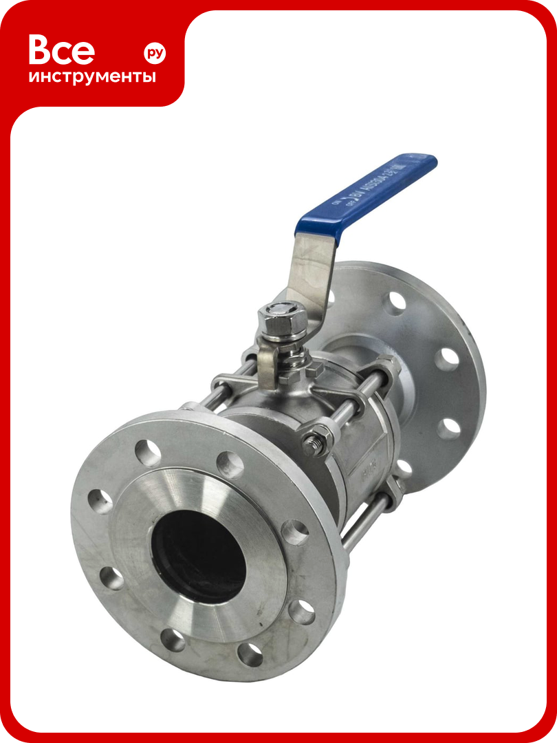 Кран шаровый фланцевый трехсоставной нержавеющий NEWKEY (3PC), AISI304 DN65 (2_1/2"), (CF8), PN16 NK-BF65/4