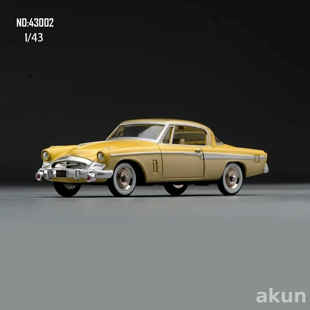 Эксклюзивная модель Studebaker 1955 года в масштабе 1/43, желтый подарок из металлического сплава