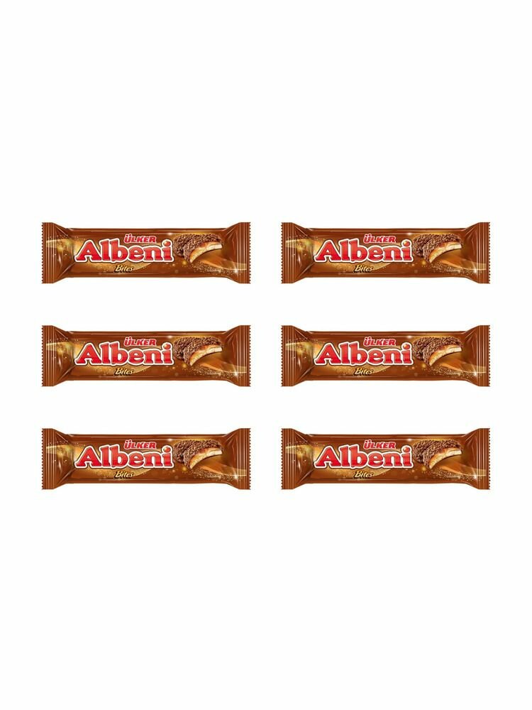 Ulker Печенье Albeni Bites карамель-молочный шоколад-крошки печенья, 72 г, 6 шт
