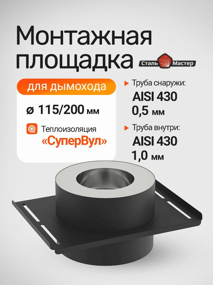 Монтажная площадка утепленная нерж 1 мм супервул