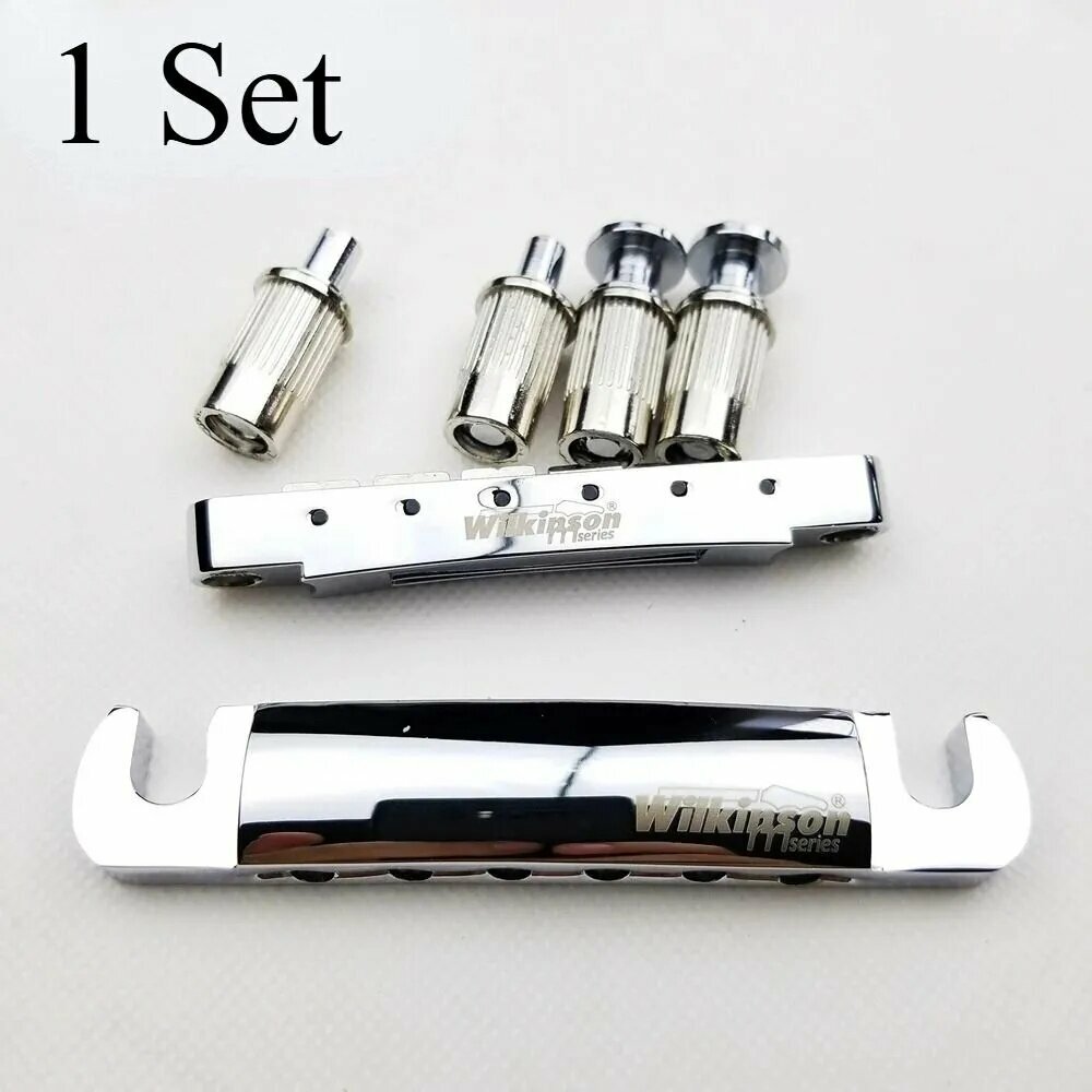 Бридж для электрогитары Wilkinson Chrome Silver, стиль Tune-O-Matic, гитара Lespaul LP SG, WOGT1 + WOGB2, оригинал