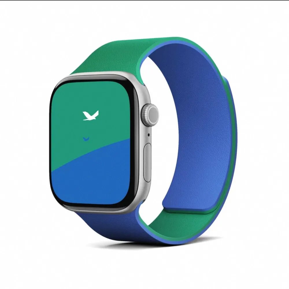 Силиконовый магнитный ремешок для Apple Watch 10-11 46 мм/ Series 1-9, SE, Ultra 1 и 2, 42 мм, 44 мм, 45 мм, 49 мм/ SE 3 44мм, двухцветный дизайн с текстурой "кожа личи", повседневный модный стиль
