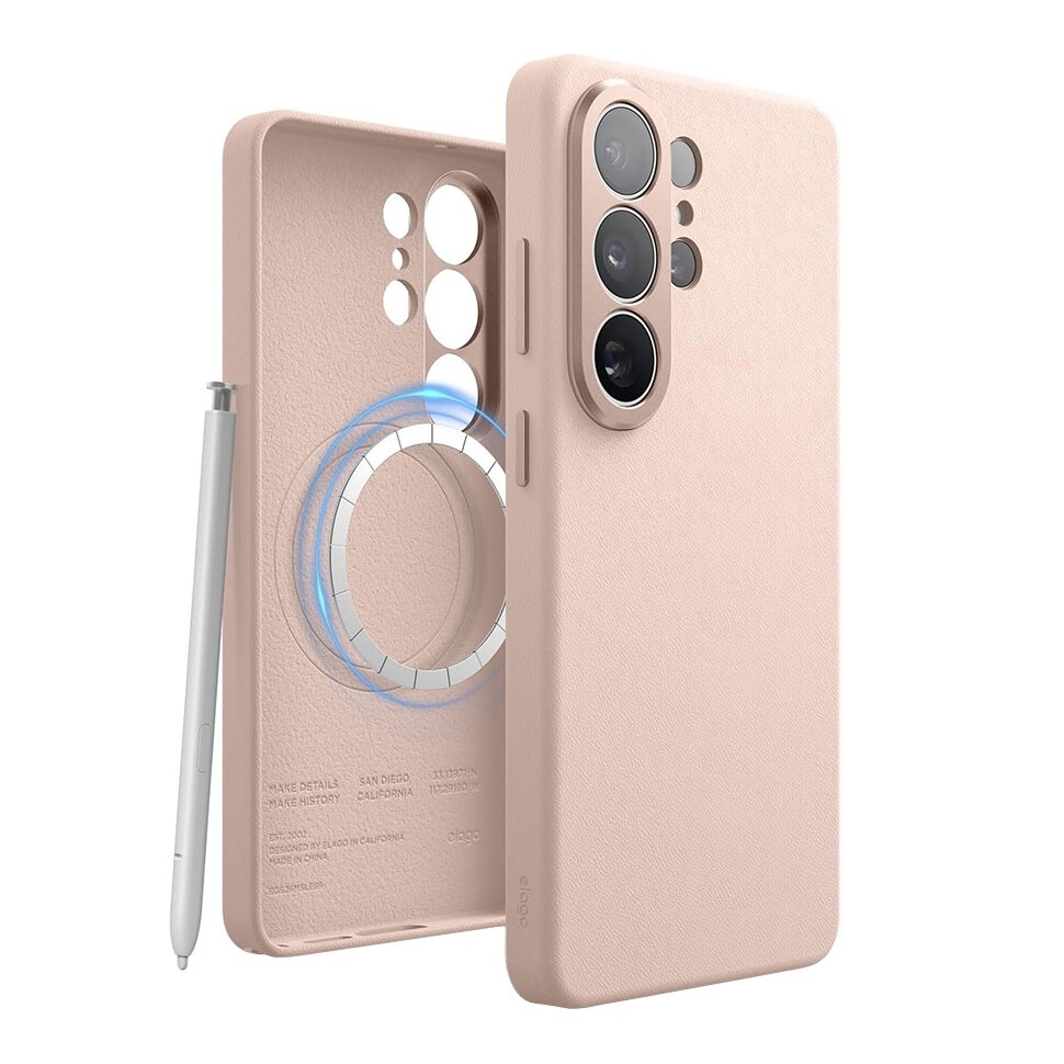 Elago кожаный чехол с MagSafe для Galaxy S26 Ultra, Magnetic PU Leather Lovely Pink