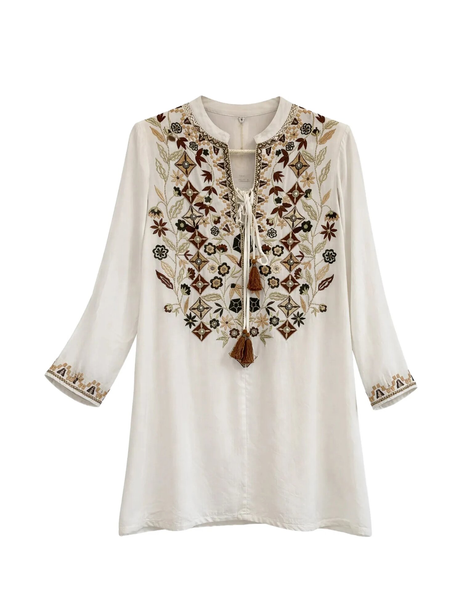 Топ Embroidered lace-up tunic