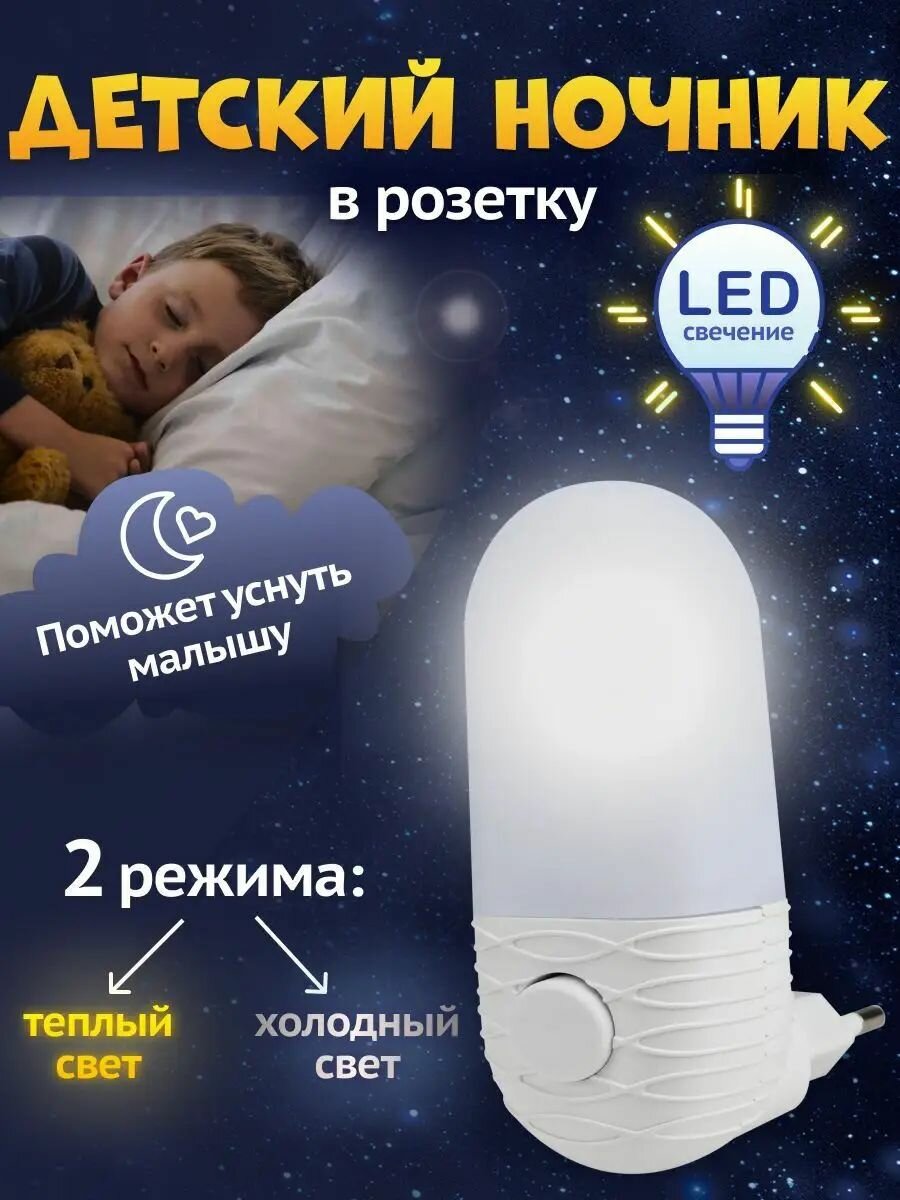 Декоративный детский ночник Современный минимализм 9x3см. Сувенир подарок Мини светильник. тип питания: от сети. Подарок ребенку-