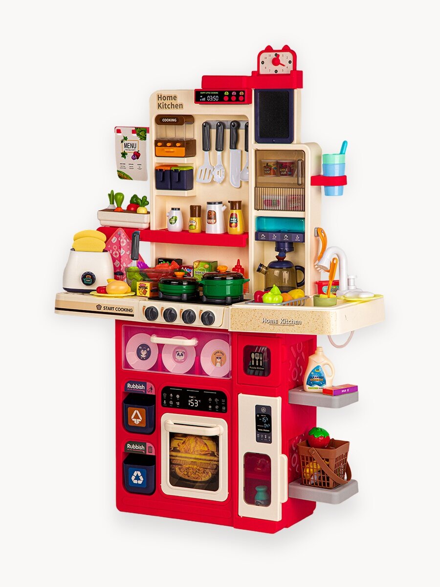 Кухня детская игровая 100 см с холодным паром и водой, свет, звук, 108 предметов
