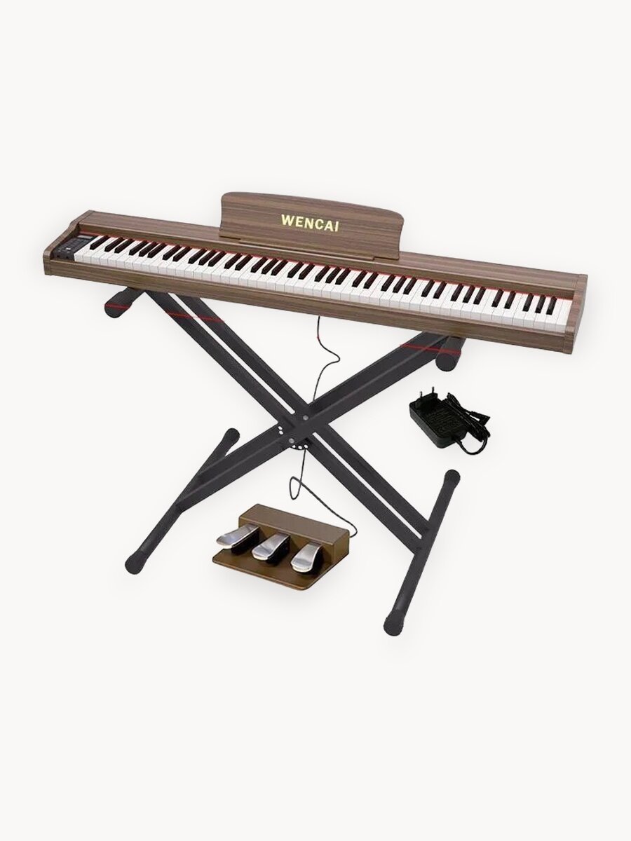 Цифровое пианино WENCAI, 88 клавиш, 128 полифоний, с Х-образной подставкой для фортепиано