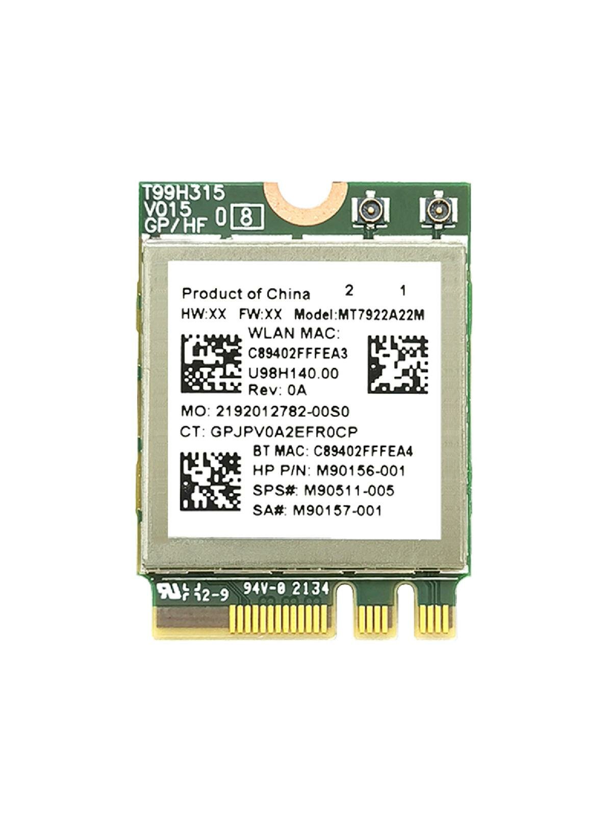 Used Wi-Fi 6E MT7922 Wireless LAN Card 2400Mbps Wifi Wireless Network Adapter 2.4/5/6G 802.11AX M2-NGFF BT5.2 MU-MiMO